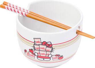 Silver Buffalo Hello Kitty Nissin Ramenschüssel aus Keramik mit Essstäbchen, 590 ml