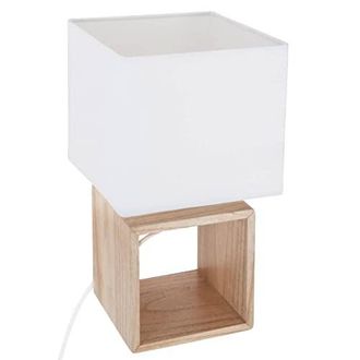 Atmosphera Atmosphera - Lampe Pojo - bois et blanc - H32 cm
