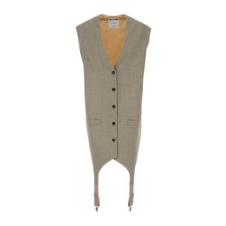 Moschino Oversize Wolle Satin Weste - - Jackets - Damen - Grau - XS