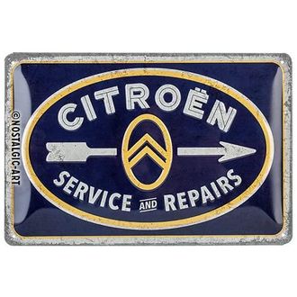 Nostalgic Art Plaque Vintage, Citroen - Service & Repairs - Id&eacute;e de Cadeau pour Fans de Voitures, en m&eacute;tal, D&eacute;co Design Retro, 20 x 30 cm