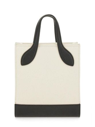 Bally Womens Bag With Logo Ivory Organic Cotton Handbags Hand