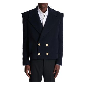 Balmain Kurzer Zweireiher-Caban - - Coats - Herren - Blau - L