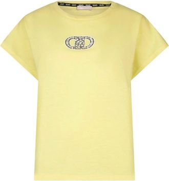 Liu Jo Femme, Tops, Jaune, Taille: 44 FR T-shirt avec d&eacute;tails orn&eacute;s de bijoux