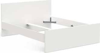 Demeyere Bettgestell, 160 x 200 cm, aus Holz, mit Kopfteil, modern & anpassbar, Farbe: Mattweiß, Schlafzimmer für Erwachsene, 207,4 x 165 x 90 cm