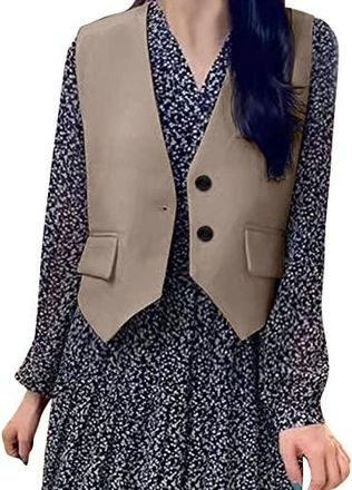 Generic Vestes pour femmes 2026 Gilet d&eacute;contract&eacute; sans manches Veste ample et mince, marron, XL
