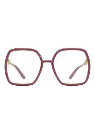 Gucci lunettes de vue Horsebit à monture carrée - Rose