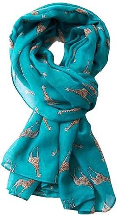 GFM Foulard imprim&eacute; girafe - &Eacute;charpe toutes saisons,.GF-71-TXHR-Vert turquoise, L