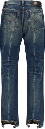 Versace Distressed Straight-Leg Jeans - Blue