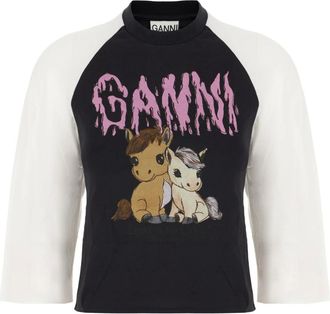 Ganni Femme, Tops, Noir, Taille: 38 FR T-Shirt