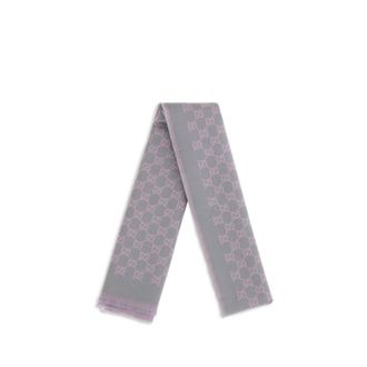 Gucci GG Monogram Wool Scarf - Gray