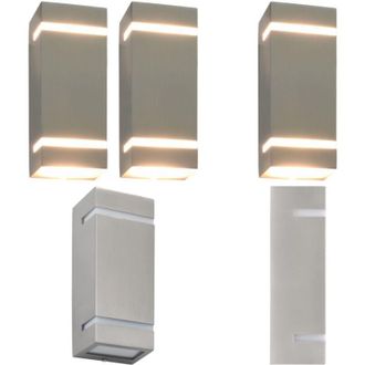 vidaXL Außenwandleuchten 2 Stk. 35 w Silbern Rechteckig - Outdoor-Beleuchtung - Edelstahl Wandleuchte - Gartenbeleuchtung - led Wandleuchte - Moderne