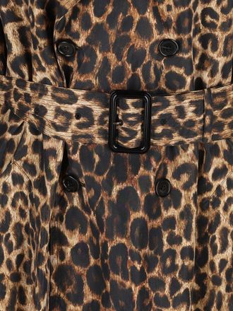 Saint Laurent Leopard-Print Nylon Trench Coat - Brown