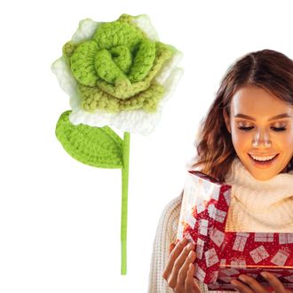 Generic Gehäkelte,Gehäkelte - Künstliche bunte Rose von San | Handgemachte gestrickte Rose für Heimdekorationen, DIY Simulation gestrickt r