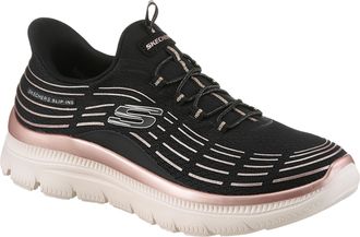 Skechers Slip-On Sneaker SKECHERS SUMMITS PLUS-SOFT LUSTER, Damen, Gr. 35, rosa (schwarz, ros&eacute;goldfarben), Textil, Schuhe, Freizeitschuh, Schlupfschuh in vegan