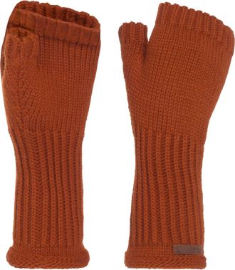 Knit Factory Cleo Handstulpen - Fingerlose Handschuhe - Gestrickte Handschuhe für Winter - Damen Handstulpen aus Wolle - Hochwertige Qualität - Terra