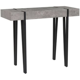 Beliani Table Console avec Plateau Effet Béton et Pieds Noirs en Métal de Style Industriel pour Hall dEntrée et Couloir Minimaliste ou Moderne Beliani