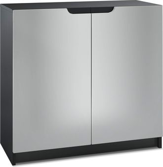 Vladon Sideboard Logan, Made in Germany, Kommode mit 2 Türen, Schwarz matt/Hellgrau seidenmatt (82 x 78 x 37 cm)