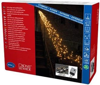 Konstsmide Micro LED Büschellichterkette Cluster, mit 8 Funktionen, Steuergerät und Memoryfunktion, 2016 bernsteinfarbene Dioden, 36V Außentrafo, schwarzes Kabel