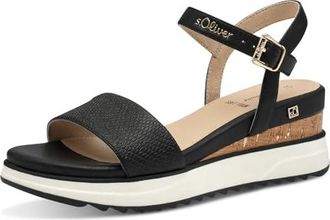s.Oliver Femme Damen 5-28708-42 Sandale cale, Noir, 39 EU
