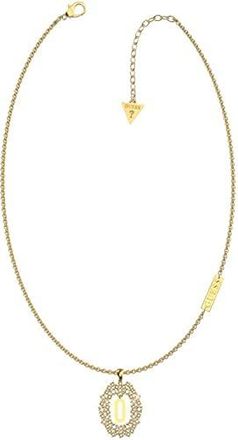 Guess Collier initial My Name Lettres A-V Doré avec zircons blancs, Taille unique, Métaux non précieux, Il ne sagit pas dune pierre précieuse