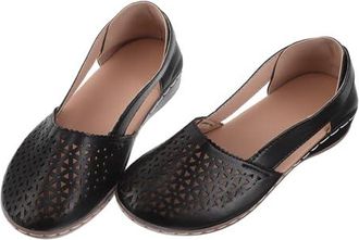 PartyKindom Sandales Compens&eacute;es Femme Talons Bas Confortables Sandales Mules Respirantes &agrave; D&eacute;coupes pour Marche &Eacute;t&eacute; Noir