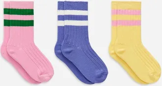 Arket Gerippte Socken 3er-Pack -Blau