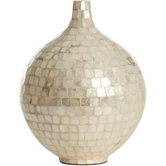Light & Living Vase ELORZA en bambou cr&egrave;me - &Oslash;28x35 cm