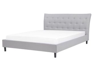 Beliani Beliani - Letto In Tessuto Grigio Chiaro Stile Chesterfield A Doghe 160 X 200 Cm Saverne