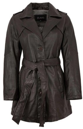 Jilani Lederjacke Hayley Jilani - Damen Ledermantel Lammnappa dunkelbraun