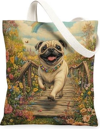 Generic Sac fourre-tout en toile pour le shopping, 33 x 38 cm, sac d&eacute;picerie r&eacute;utilisable pour femme, motif floral amusant, plage, esth&eacute;tique, d&eacute;coration cade