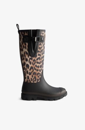 Ganni Downpour Tall Boots mit Leopardenmuster - Gr&ouml;&szlig;e 40 braun