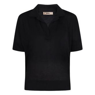 Herno Femme, Tops, Bleu, Taille: 40 FR Polo avec D&eacute;tail Logo