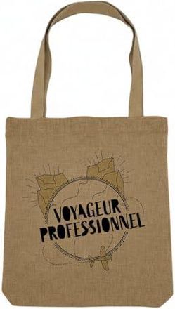 Fabulous Sac Shopping Tote Bag Aspect Lin - Voyageur Professionnel Backpacker Voyage Tour du Monde - Sac de Courses Toile Epaisse 360g Beige Naturel Cabas Port