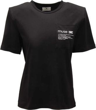 Elisabetta Franchi Femme, Tops, Noir, Taille: 38 FR Maglia Ma-020-56E2