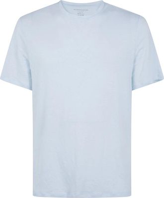 Majestic Filatures Homme, Tops, Bleu, Taille: S Pull uni &agrave; manches courtes et col rond