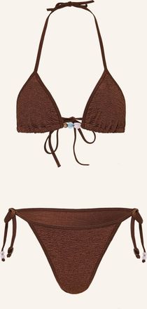 Hunza G Triangel-Bikini Gina Mit Schmuckperlen braun