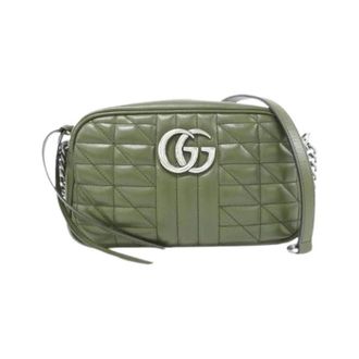 Gucci Pre-owned GG Marmont Leder Schultertasche - - Pre-owned - Damen - Gr&uuml;n - ONE SIZE