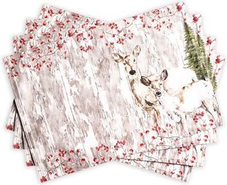 Maison d'Hermine Mountain Life Lot de 4 Sets de Table 100% Coton pour Table &agrave; Manger, Cuisine, Mariage, Usage Quotidien, d&icirc;ners, f&ecirc;tes de Thanksgiving, No&euml;l (33cm x 48