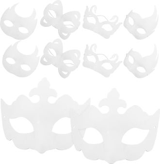 NUOBESTY 10 St&uuml;ck Teiliges DIY Masken Wei&szlig;em Papier Leichte Blanko-Maskerade-Masken zum Bemalen Sichere Pappmasken f&uuml;r Erwachsene f&uuml;r Halloween Karneval Festiv
