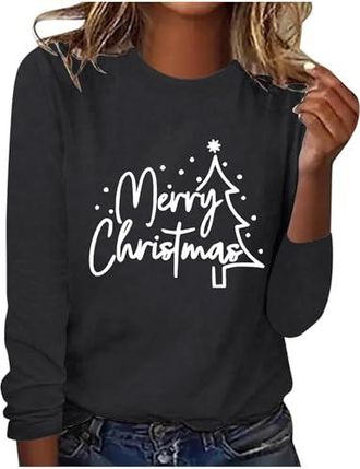 Generic T-shirt décontracté pour femme - Col carré plissé - Manches longues - Chemisier décontracté surdimensionné - Pour le nettoyage et le travail, T-shirts