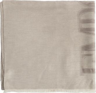 Emporio Armani Stola aus geb&uuml;rstetem Stoff mit &uuml;bergro&szlig;em Logo - - Accessories - Damen - Grau - ONE SIZE