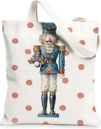 Generic Sacs fourre-tout en toile motif Casse-noisette vintage, sacs r&eacute;utilisables, classiques &agrave; pois l&eacute;gers, lavables pour voyage, plage, salle de sport, 33 