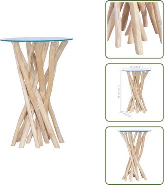 vidaXL The Living Store Table basse avec dessus en verre 35x35x50cm Bois de teck massif - Bois de teck