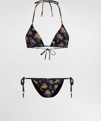 Dolce & Gabbana Triangel-bikini Mit Bl&uuml;mchen-print - Frau Bademode Mehrfarbig 5