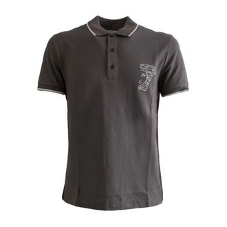 Versace Kurz&auml;rmeliges graues Baumwoll-Poloshirt - - Tops - Herren - Grau - S