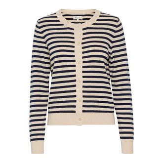 Part Two Gestreifter Cardigan Wei&szlig; Grau - - Knitwear - Damen - Mehrfarbig - L