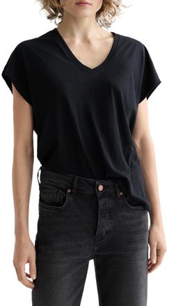 Scotch & Soda Damen T-Shirt Core Slub V-Neck T-Shirt, Schwarz,XL