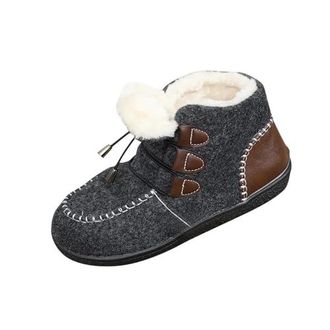 Generic KQIVAM Bottes de neige pour femme Bottes &agrave; plateforme femmes Bottines mi mollet femme cuir avec Lacets large bas,Bottines de Neige Fourrure Doubl&eacute; Cha