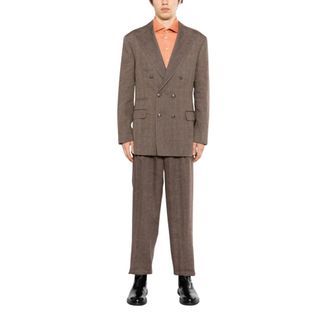 Brunello Cucinelli Zweireihiger Blazer - - Jackets - Herren - Braun - XL