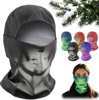 Generic Cagoule unisexe r&eacute;active &agrave; la chaleur - Changement de couleur - Masque de ski int&eacute;gral - Cagoule dhiver pour le ski, la randonn&eacute;e, Gris &agrave; blanc, Taill